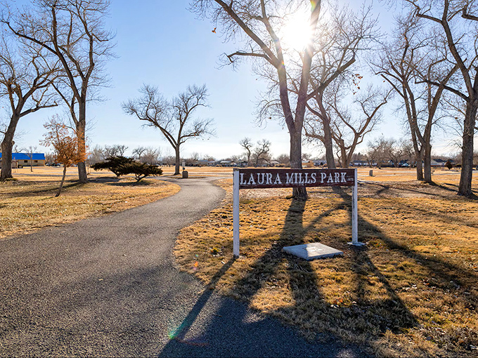 Laura Mills Park offers shaded paths where you can contemplate life's big questions, like why you waited so long to escape big-city housing prices.