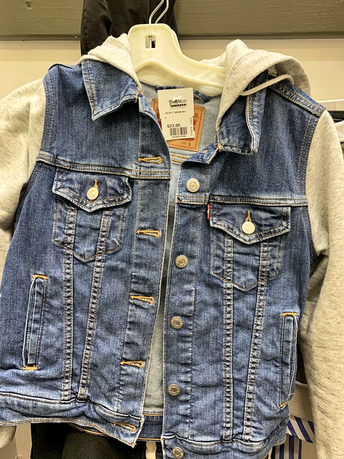 A denim jacket with sweatshirt sleeves&mdash;the fashion equivalent of finding the perfect pizza-taco hybrid you never knew you needed.