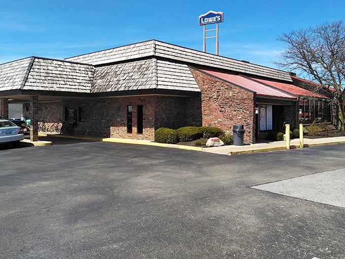 Even chain restaurants in Wapakoneta get the rustic treatment&mdash;this Lowe's looks more like a cozy lodge than a corporate outpost.