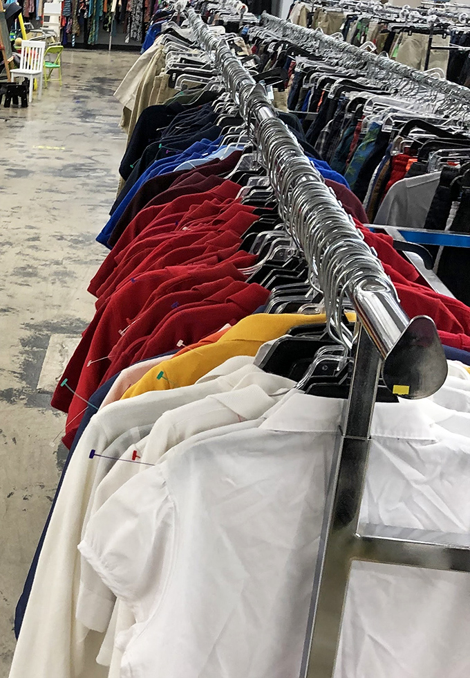 The rainbow of possibilities hanging on the men's rack. From business casual to weekend warrior, these pre-loved garments await their second act.