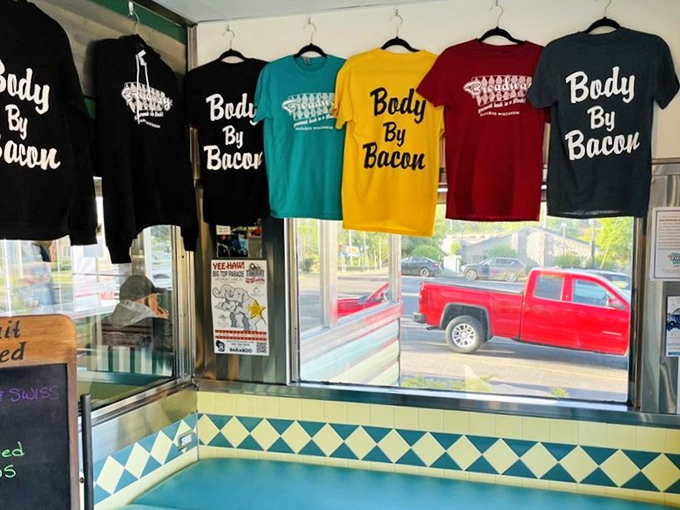 "Body By Bacon" isn't just a t-shirt slogan, it's a lifestyle choice proudly displayed in this temple of comfort food.