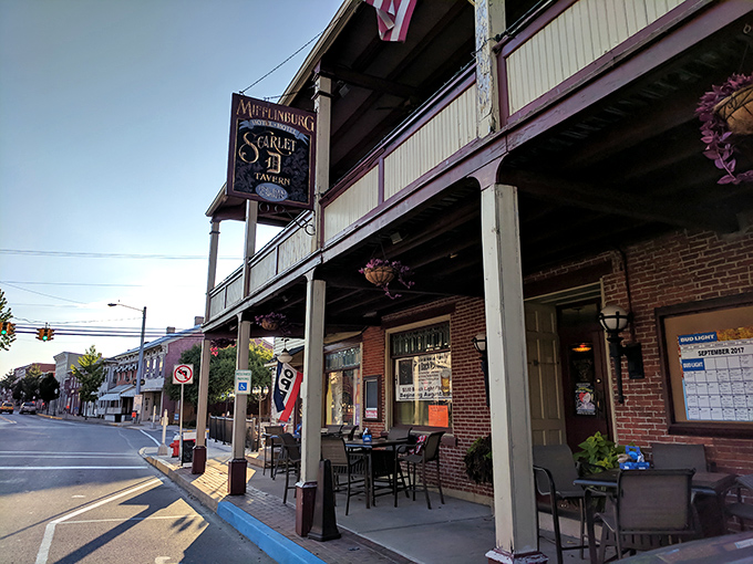 The historic Scarlet D Tavern offers sidewalk dining where you can enjoy a meal while watching Mifflinburg's gentle pace unfold along Market Street.