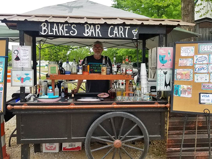 Blake's Bar Cart brings mobile mixology to the market—proof that even treasure hunting deserves a proper toast now and then.