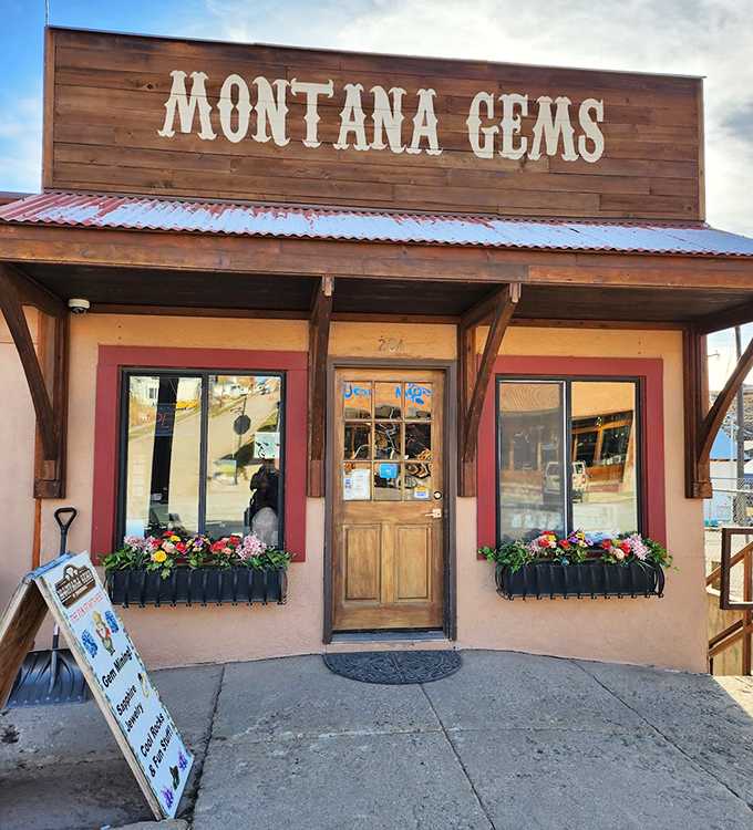 Montana Gems' rustic storefront promises treasure hunting of a different sort, where visitors can strike it rich with sapphires instead of silver.