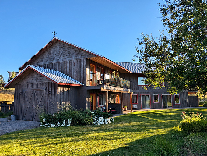 This isn't just a barn conversion&mdash;it's architectural poetry where rustic charm meets modern comfort, all dressed in weathered wood and morning light.