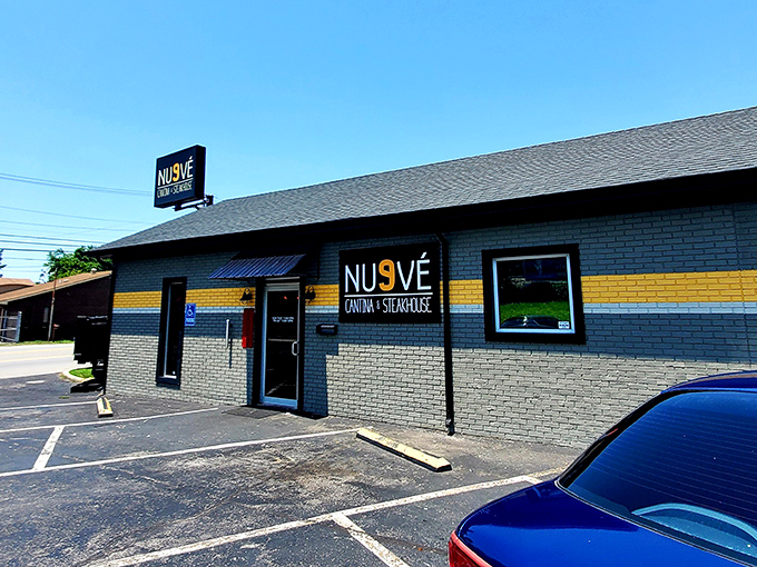 NU9VÉ's contemporary facade hints at culinary innovation, a modern dining outpost where tradition meets fresh interpretation.