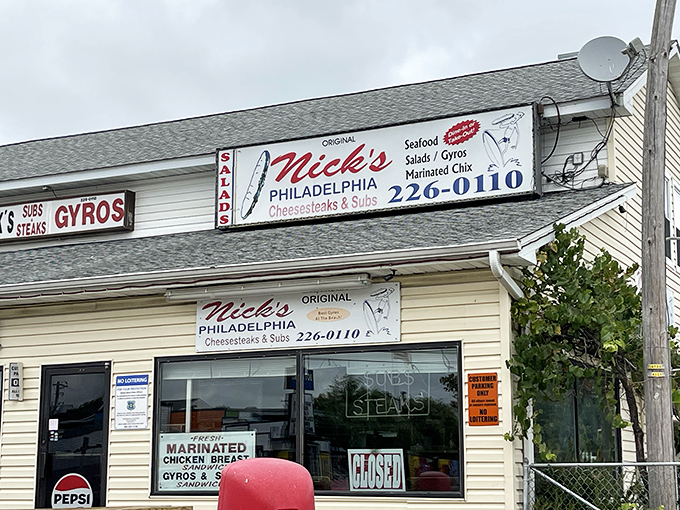 Nick's Philadelphia Cheesesteaks brings city comfort to the shore, because sometimes you need landlubber food between swims.