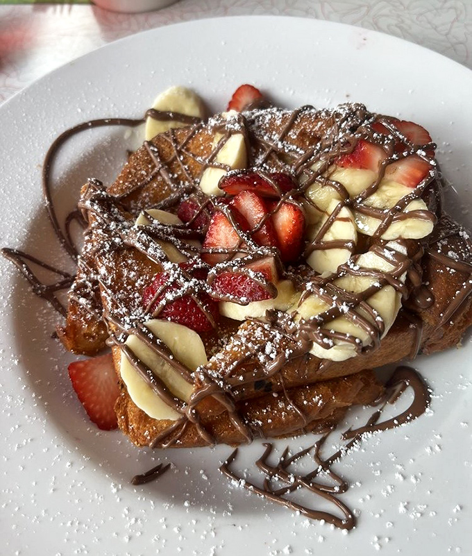 Nutella French toast that makes you wonder if breakfast or dessert boundaries even matter anymore. Those strawberries make it healthy, right?