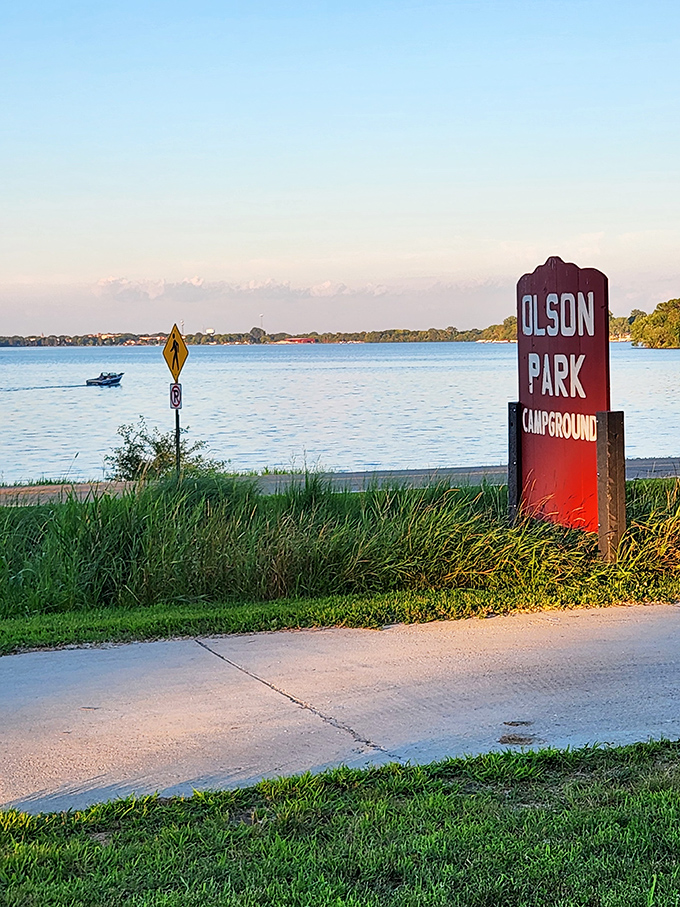 Olson Park Campground invites visitors to experience Lake Okabena's tranquil sunset views, where water and sky perform their nightly color symphony.