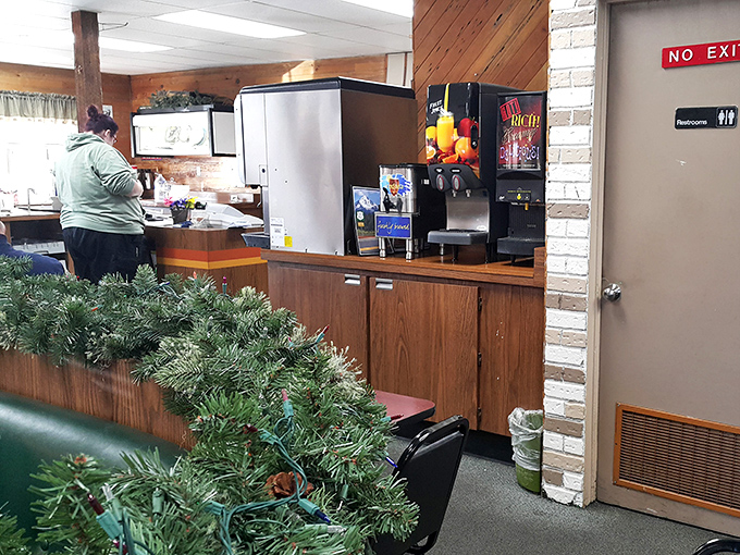 The self-serve coffee station—a sacred space where caffeine dreams come true and morning conversations begin to make sense.