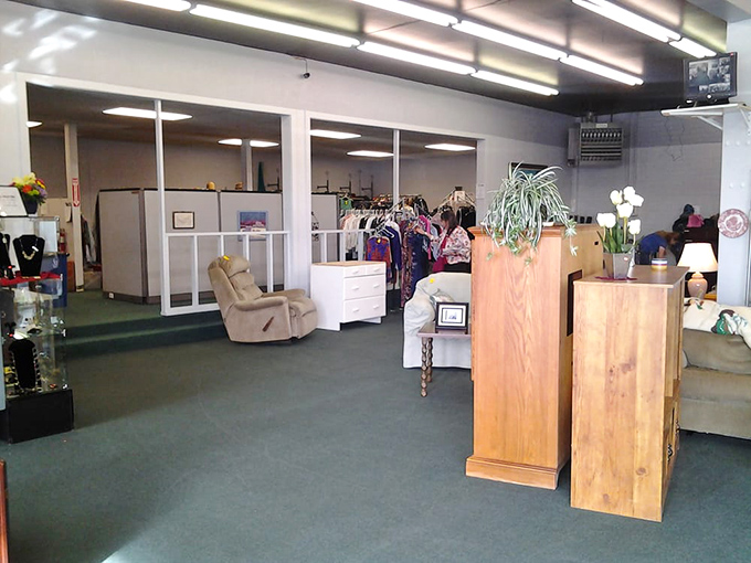 The calm before the shopping storm. This spacious layout lets treasures breathe, unlike the cramped quarters of many thrift stores.