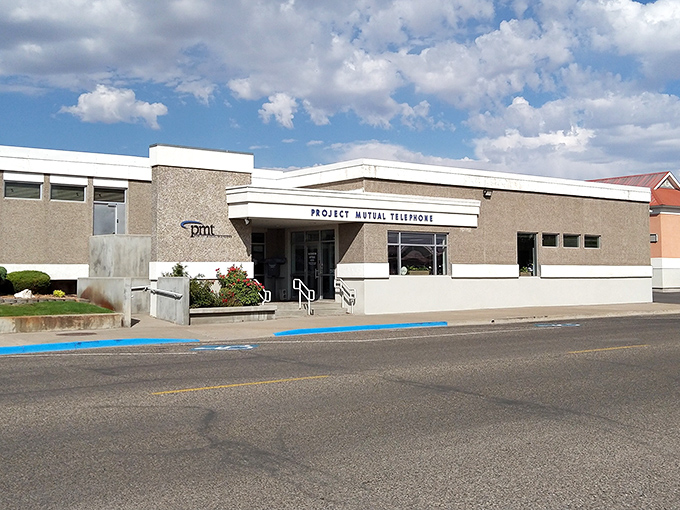The Project Mutual Telephone building – where connectivity doesn't require a second mortgage. Small-town service with actual humans answering the phones!