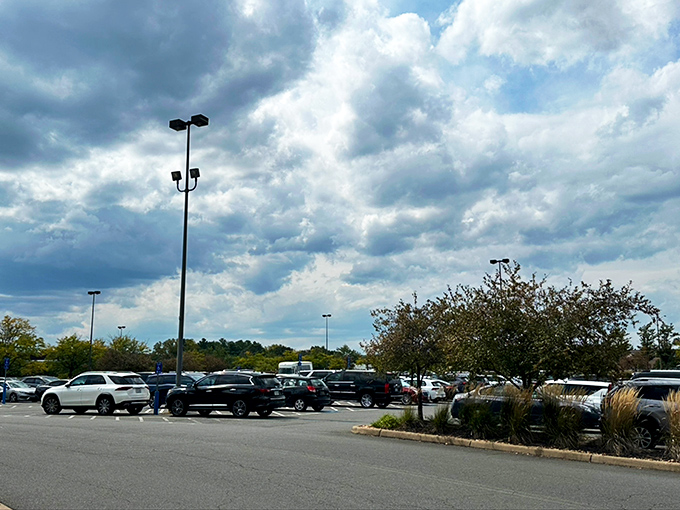Even the parking lot offers a dramatic sky as backdrop. Nature's way of saying "the shopping gods approve of today's expedition."