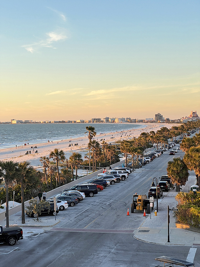 St. Pete Beach stretches into the distance, a perfect panorama of palms, sand, and the gentle curve of the coastline.
