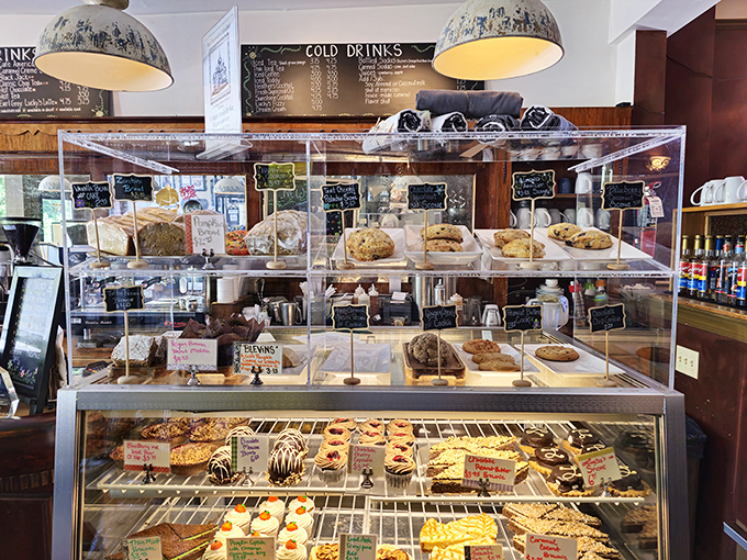 Pastry cases that should come with a warning label: "May cause spontaneous happiness and the inability to choose just one." Diet plans come here to die gloriously.