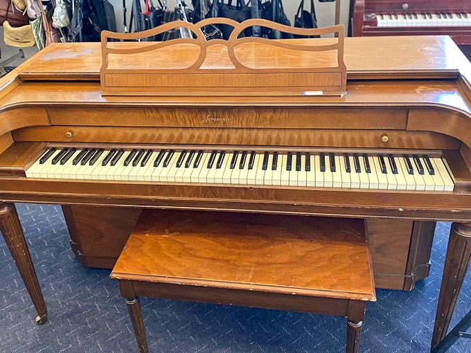 A piano with history in every key, waiting for new fingers to bring Chopin, or maybe just "Chopsticks," back to life.