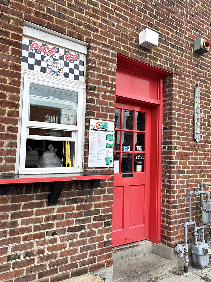 That cheerful pickup window with its checkered design signals this neighborhood gem serves the community in multiple delicious ways.