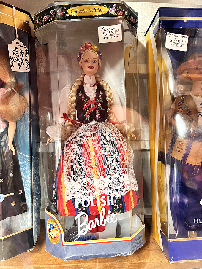 Polish Barbie in her native habitat &ndash; behind protective plastic. She's traveled far from Mattel headquarters to wait patiently for a collector's loving home.