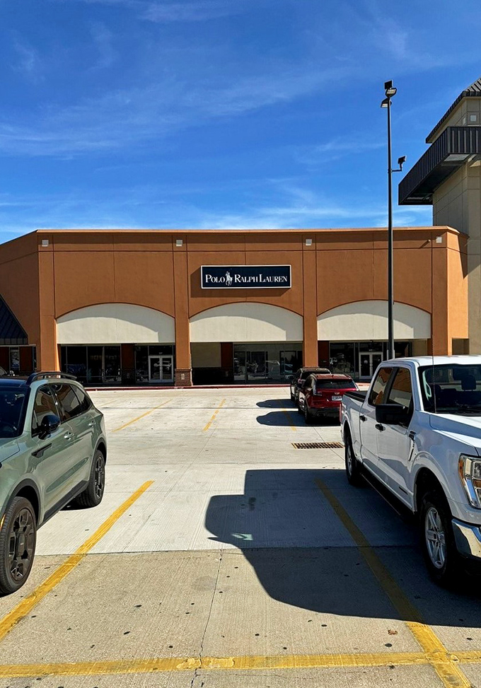 Polo Ralph Lauren's understated elegance extends even to its storefront. The little horse logo might be small, but the savings inside are anything but.