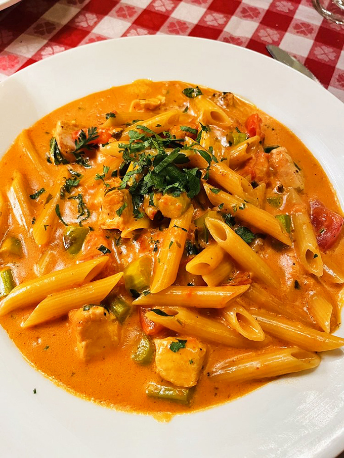 This pasta doesn't just have sauce&mdash;it's having a full-blown love affair with it, each penne coated in a rich, creamy embrace.