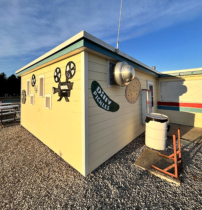 The projection booth and concession hub &ndash; where movie magic meets munchie heaven.