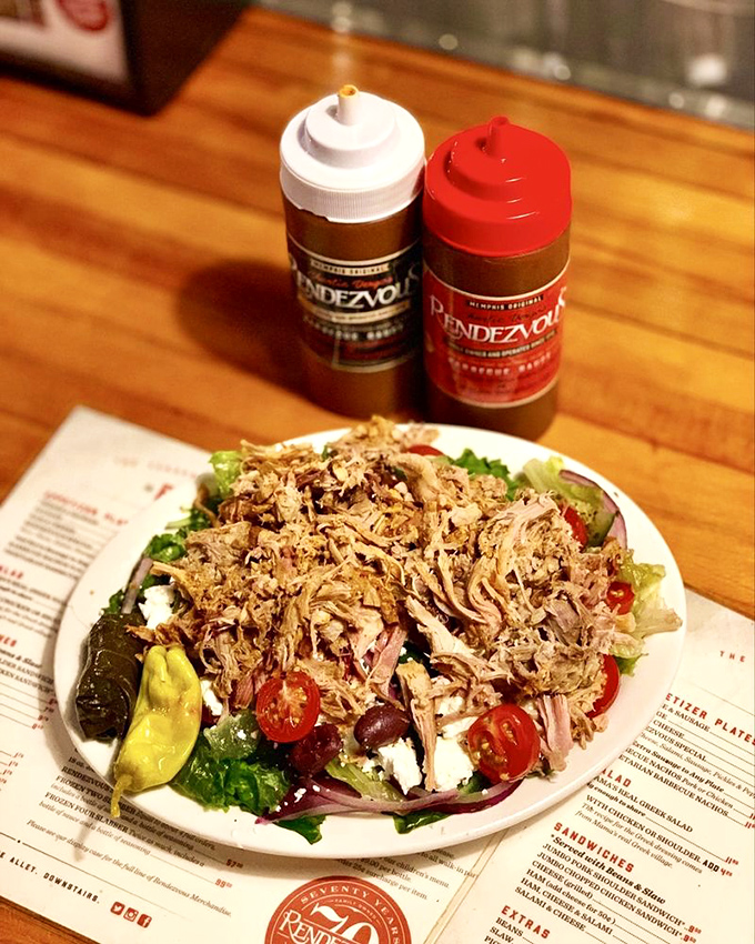 Their pulled pork salad&mdash;where health food meets barbecue in a compromise that feels like no compromise at all.