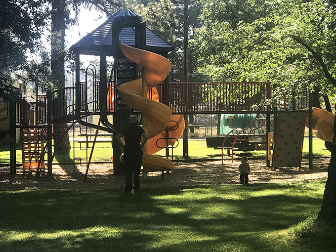 Playground adventures await the grandkids while you enjoy coffee and mountain views. Retirement perks nobody mentioned in the brochure.