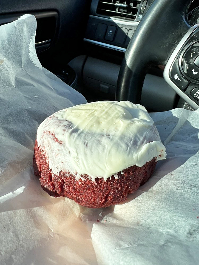 Red velvet with cream cheese frosting&mdash;the formal wear of the donut world, dressed up but still comfortable enough for breakfast.