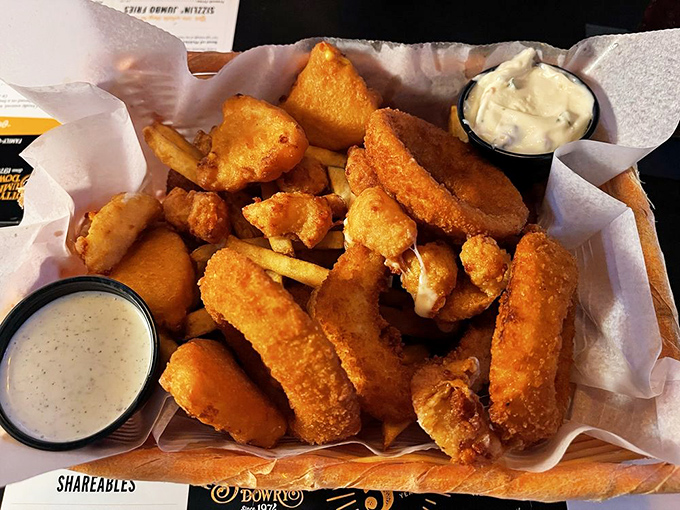 The sampler basket that ruins all future appetizers. "I'll just have one more" becomes the lie you tell yourself repeatedly.