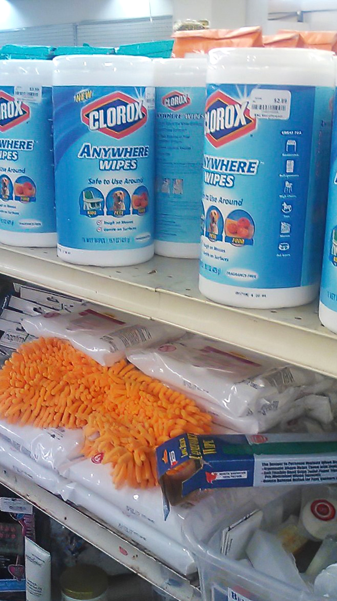 Cleaning supplies get a second chance too. Those Clorox wipes and orange dusters will make someone's spring cleaning much more affordable this year.