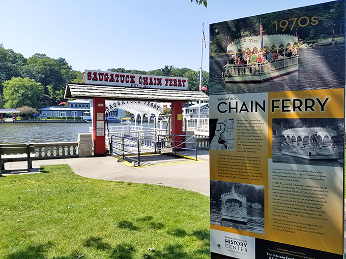 The historic Chain Ferry – Saugatuck's answer to Venice's gondolas, only with more Midwestern practicality and less operatic serenading.