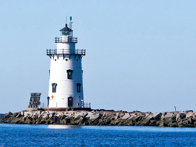 Saybrook Breakwater Light: the lighthouse that's been photobombing family vacation pictures since 1886. Worth every step of the jetty walk to see it up close.