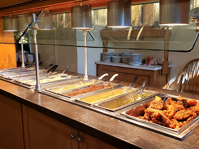 A buffet line that promises no fancy foam emulsions or deconstructed classics—just honest, hearty food that satisfies.