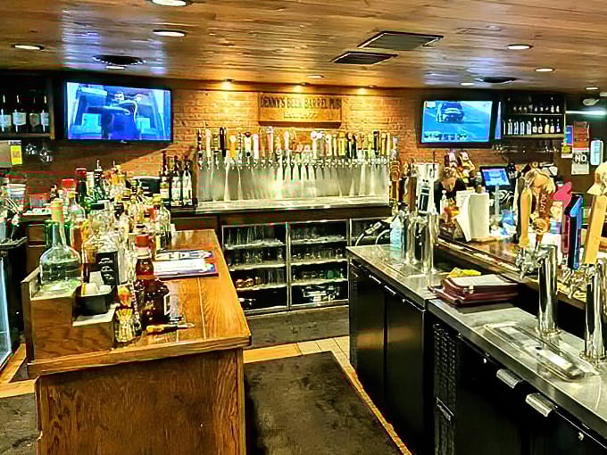 Behind this bar lies liquid courage for those about to attempt the "Ye Olde 96er" challenge. Choose your pre-burger beverage wisely!