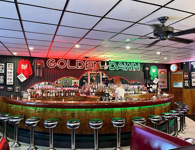 A television above the bar ensures you won't miss the game, while the wood-paneled walls remind you that some traditions are worth preserving.