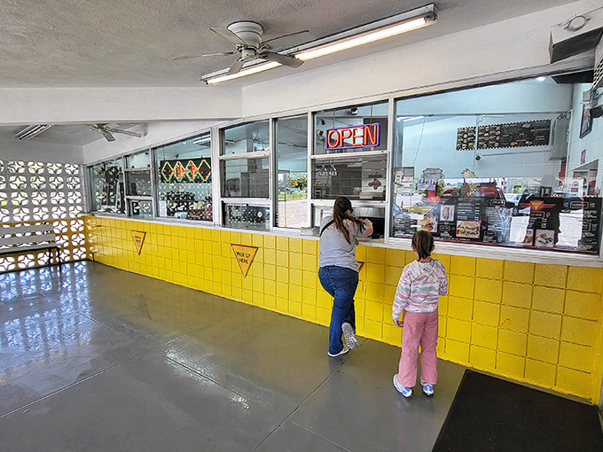 Yellow tiles and service windows &ndash; the architectural equivalent of "Welcome home" for generations of Fresno families.