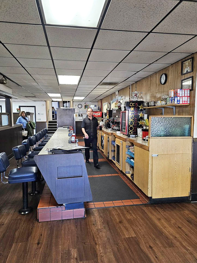 The service counter tells stories of thousands of orders taken, jokes exchanged, and regulars greeted by name through the years.