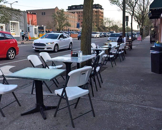 Sidewalk tables offer front-row seats to Ann Arbor's daily parade of characters. The people-watching here is as satisfying as the food&mdash;almost.