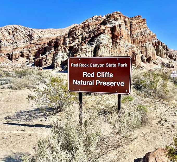 Not all who wander are lost, but this sign certainly helps. Red Cliffs: where the preserve preserves more than just nature.