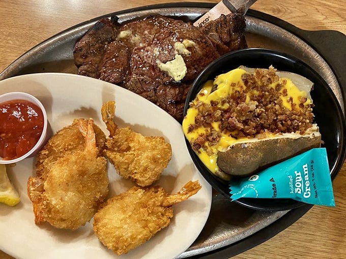 Surf meets turf in this plate-filling feast that answers the eternal question: "Why choose when you can have it all?"