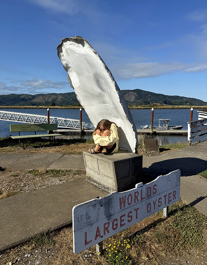 Creative photography opportunities abound when you're dealing with a concrete mollusk that's taller than most people standing.