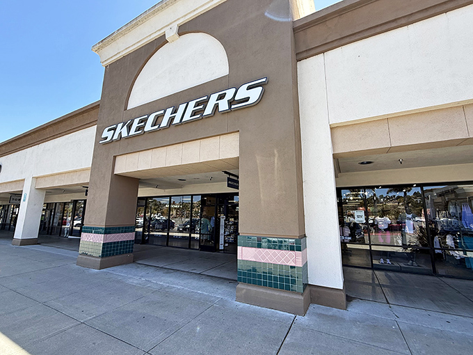 Skechers promises comfort for feet tired from power-shopping. Those memory foam insoles are calling your name after three hours of retail therapy.