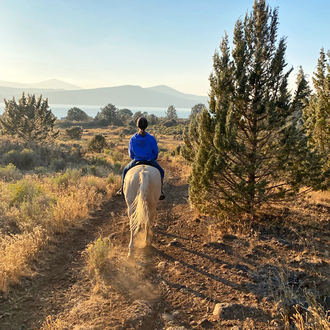 Horseback riding through high desert country &ndash; where the WiFi is weak but the views are strong.