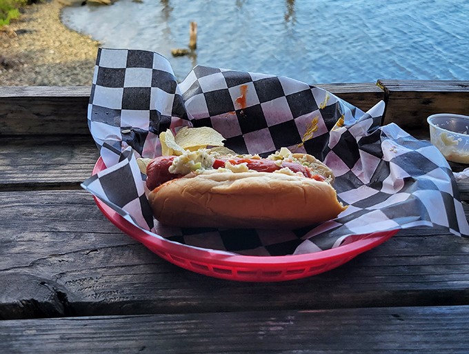 The humble hot dog gets the coastal treatment&mdash;proof that even the simplest foods deserve their moment in the Florida sun.