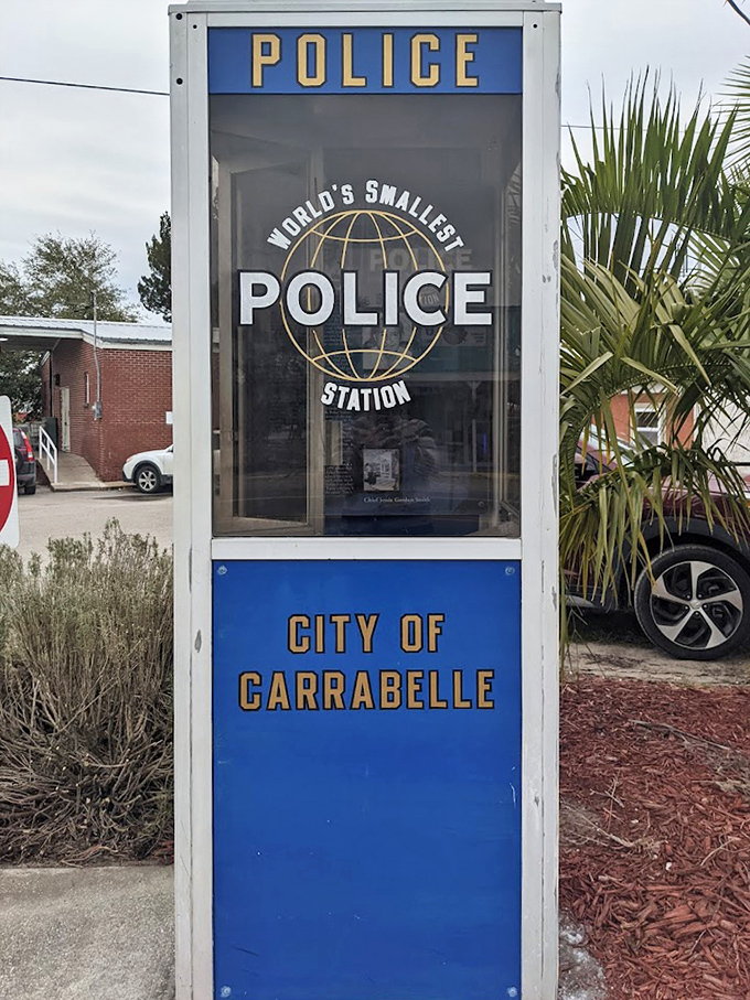 The official signage proudly proclaims its record-setting status&mdash;no false advertising here, folks, this station is genuinely tiny!