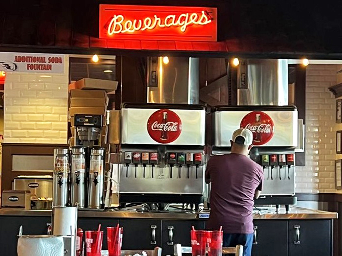 Hydration station for sauce-induced thirst emergencies. Because tackling Phil's BBQ without proper beverage backup would be like climbing Everest in flip-flops.