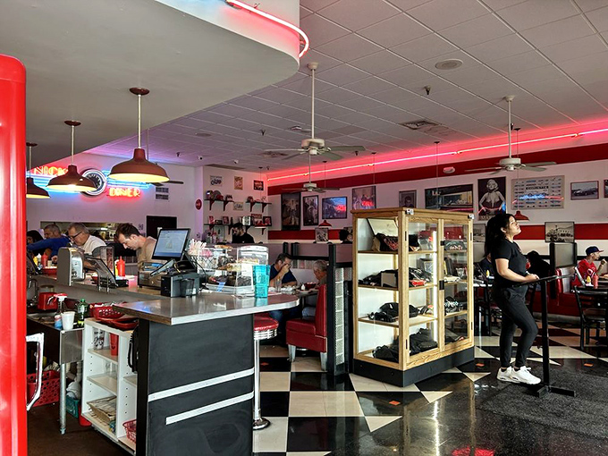 Where stainless steel meets efficiency, the heart of the diner beats. These counters have witnessed more morning conversations than most therapists.