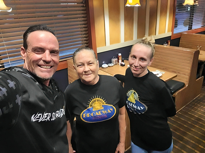 The smiles behind the meals &ndash; Broadway's team brings the magic. Their matching shirts can't hide their individual personalities that make each visit special.