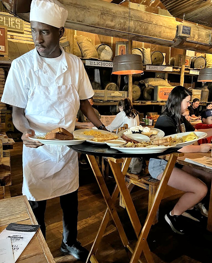 The white chef's coat might be traditional, but there's nothing standard about the plates being delivered to eager diners. 