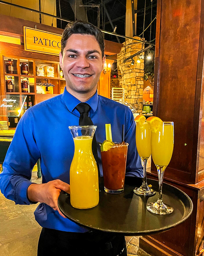 The staff delivers liquid sunshine with a smile. Those mimosas aren't going to drink themselves, after all.